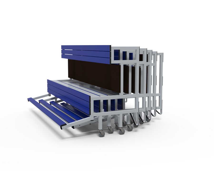 Mobile compact bleachers 2 rows for 32 people