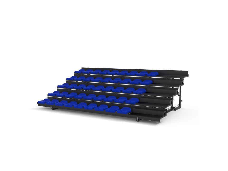 Telescopic bleachers with left stairs