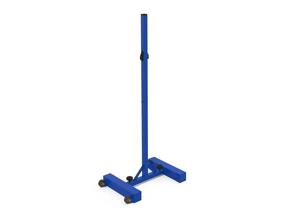 Central training post with fixed height single upright in blue powder ...