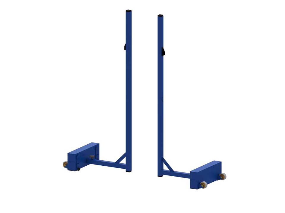 Training mobile badminton posts in blue powder coated with 20kg ...