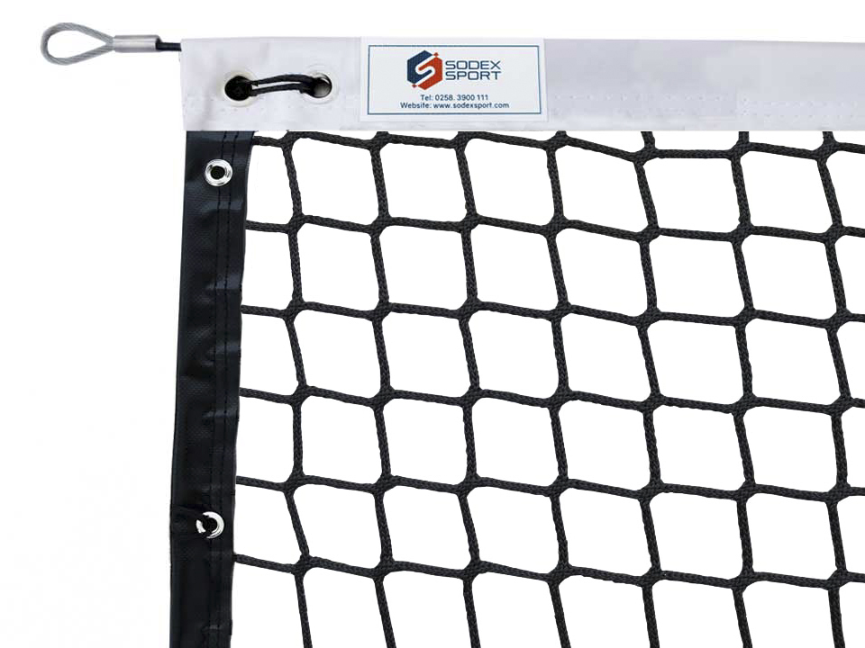 Tennis nets, reinforced outline, knotless