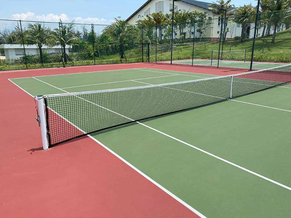 Tennis net braided Ø4.0mm, 48mm single mesh PES headband and reinforced ...