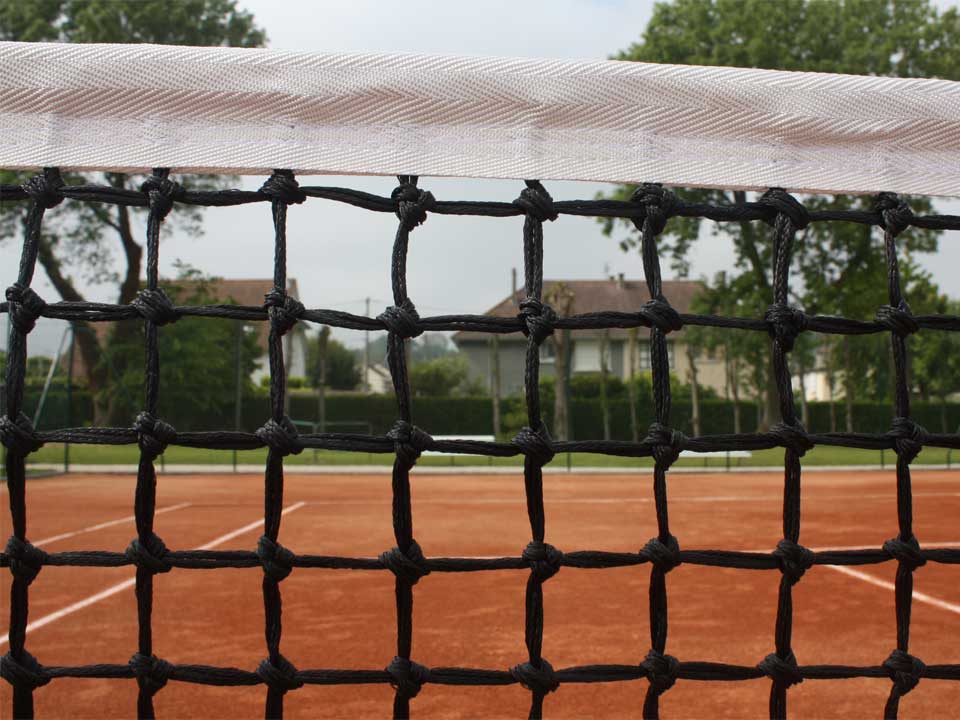 Tennis net braided Ø3.0mm, 45mm single mesh with top mesh doubled, PES ...