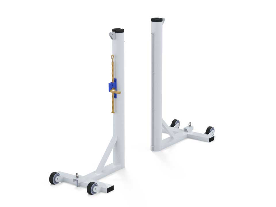 Tennis posts with base in Ø 90mm galvanised steel