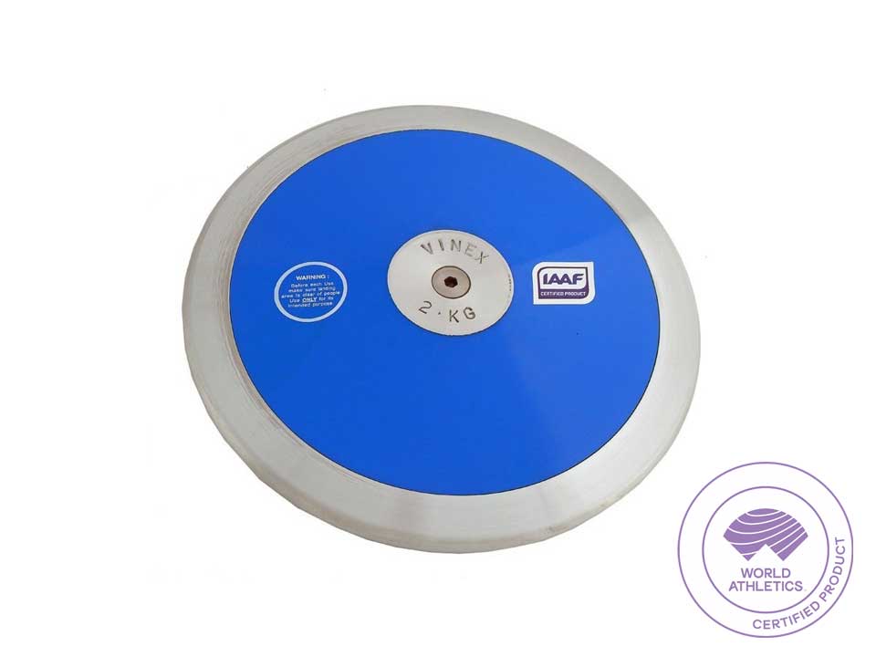 Training or competition discus with galvanised steel rim, strong blue ...