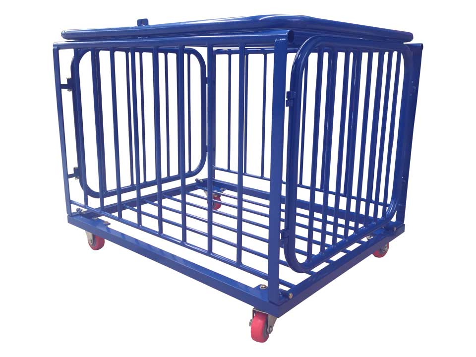 Ball cart in blue powder-coated steel